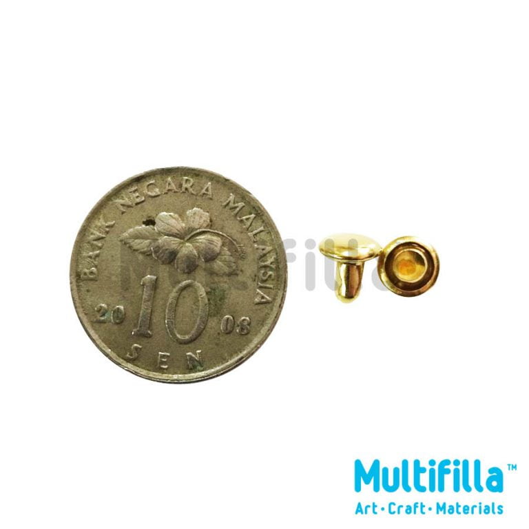 Double Cap Gold Rivet 6mm - 20 Pairs | Multifilla