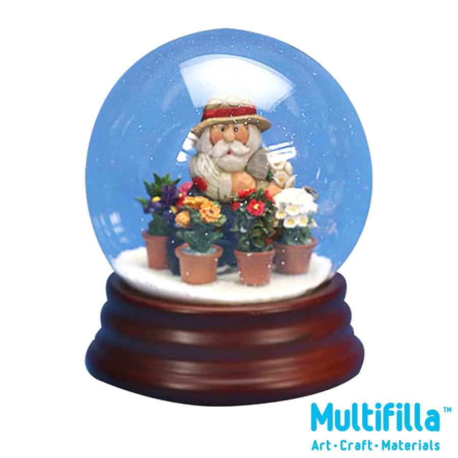 Water Globe with Dark Cherry Finish Base - 18.5cm(H) x 14cm(dia ...